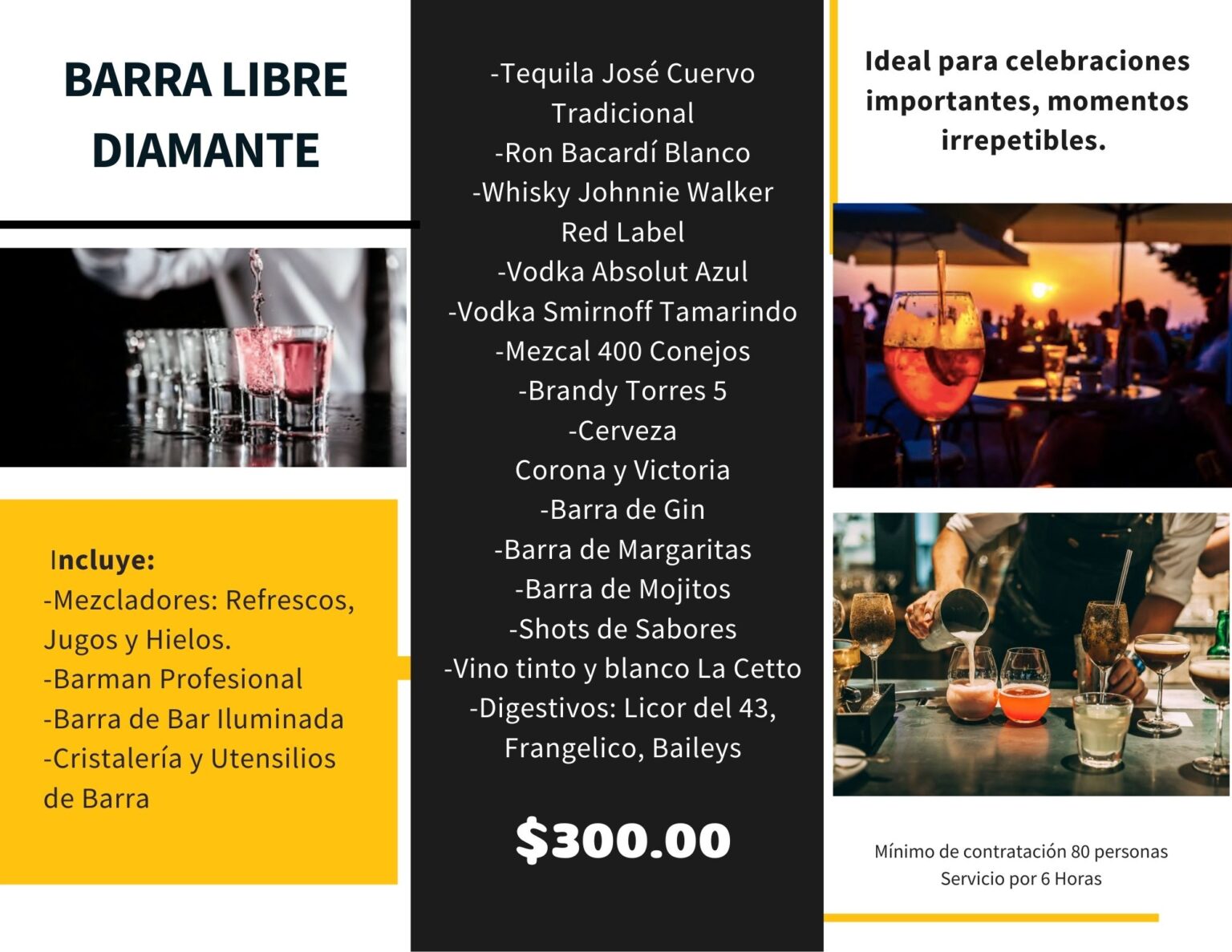 Bebidas y barra libre - Eventos Autor