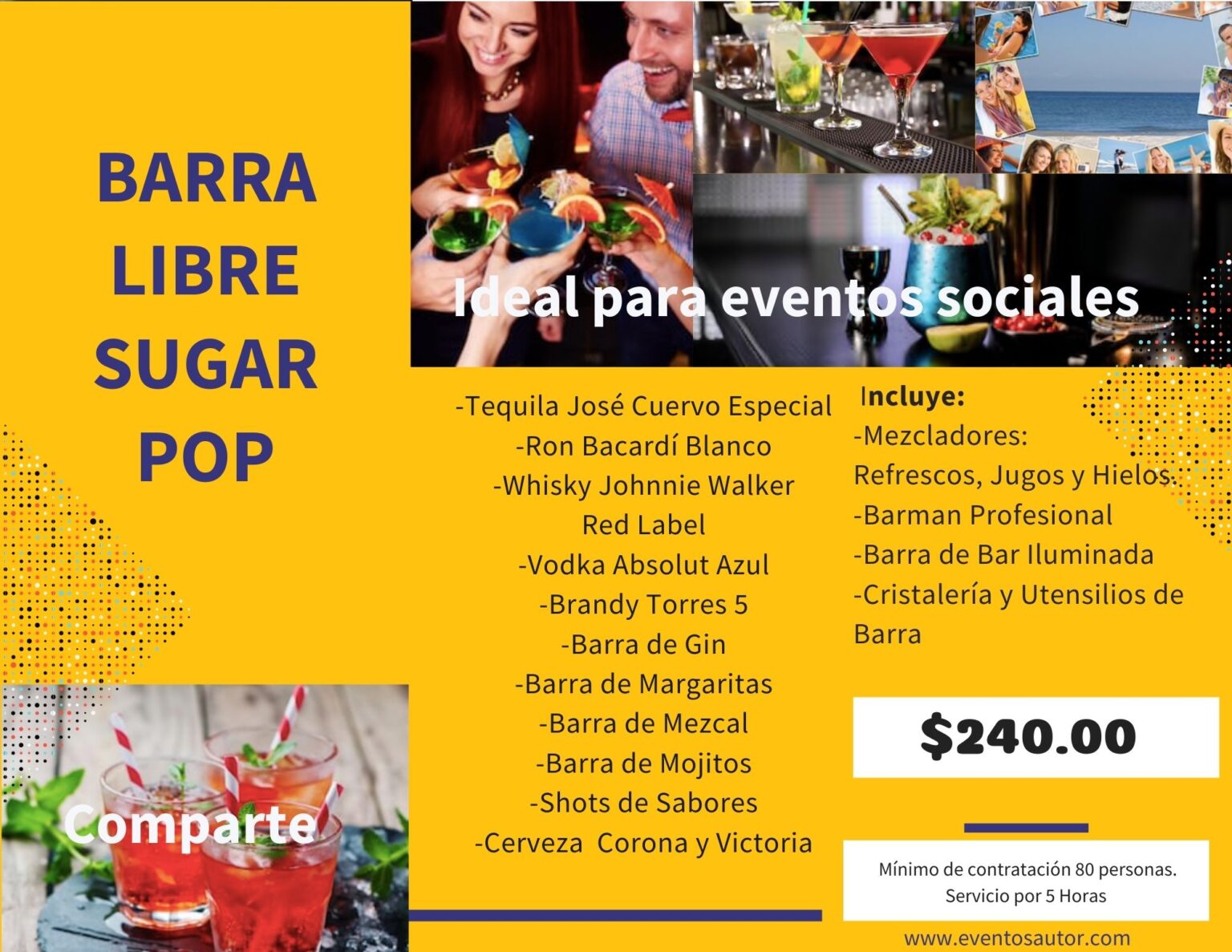 Bebidas y barra libre - Eventos Autor