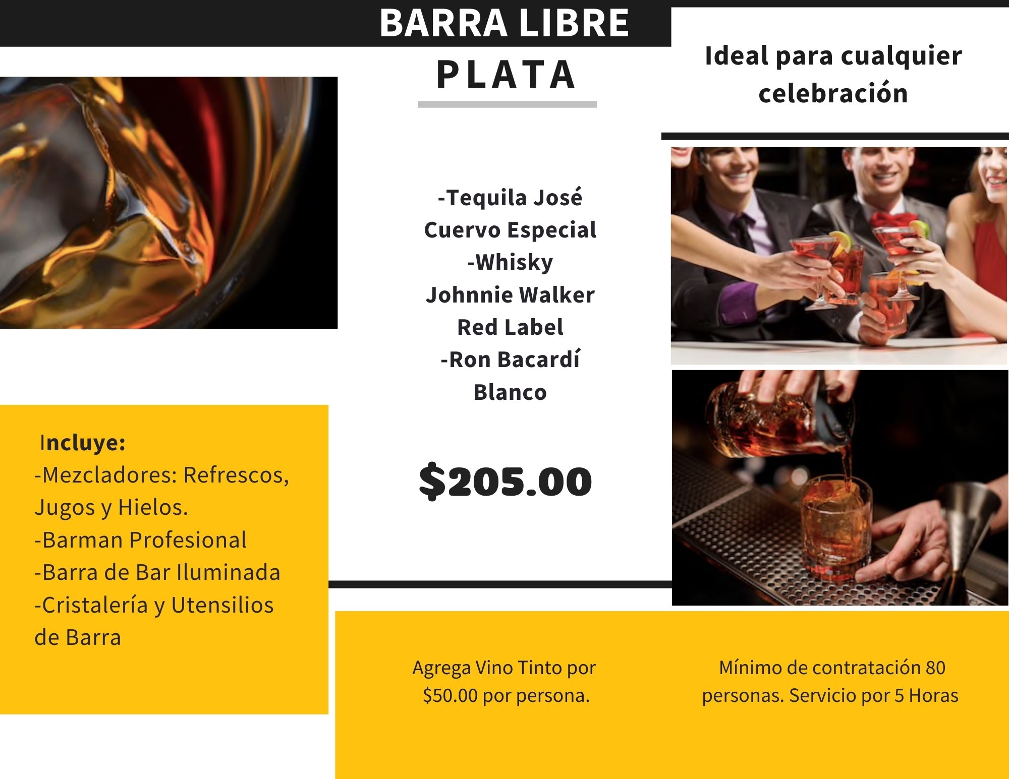 Bebidas y barra libre - Eventos Autor